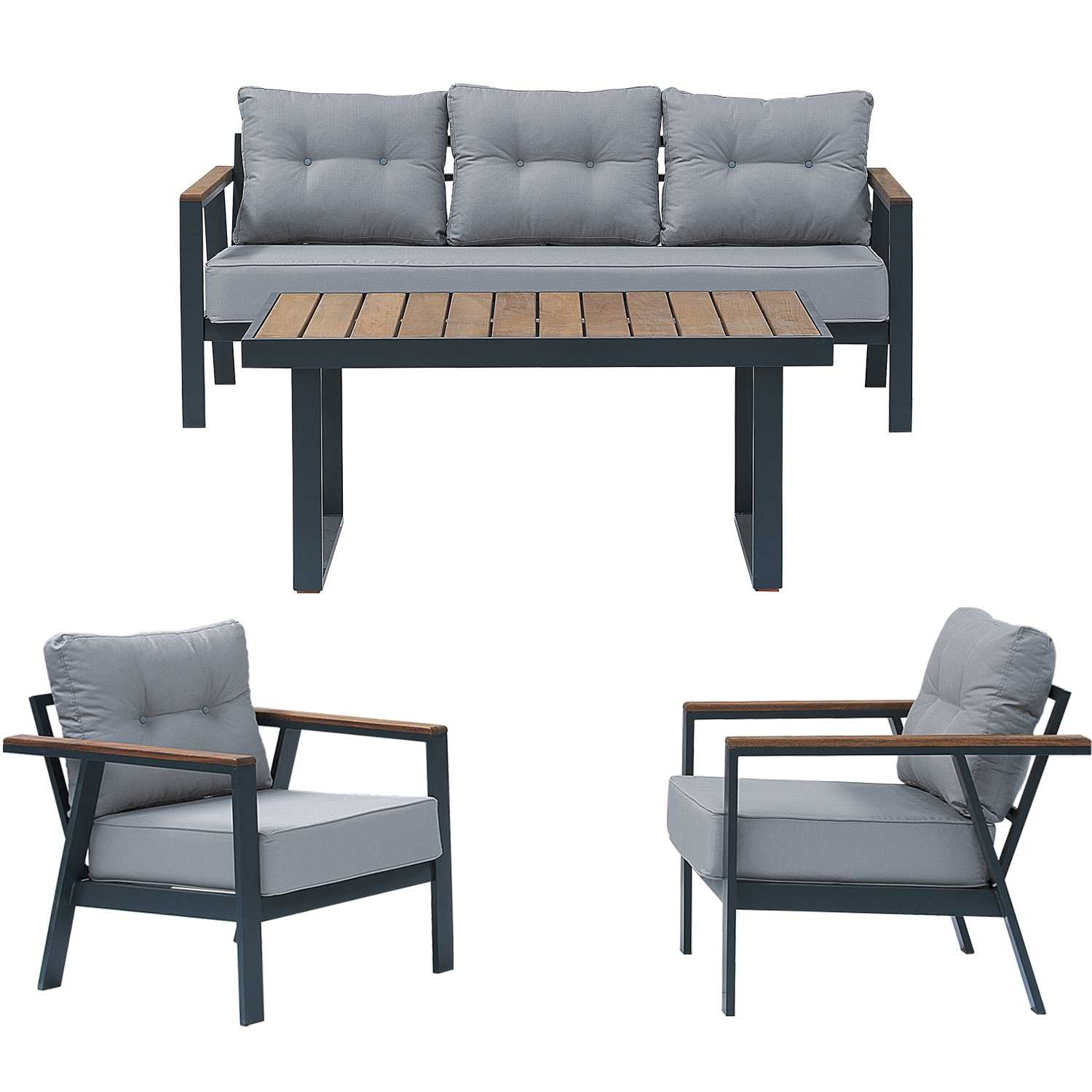 Rio Outdoor Furniture Set: Metal Antrachite & Grey Sponge | Patio ...